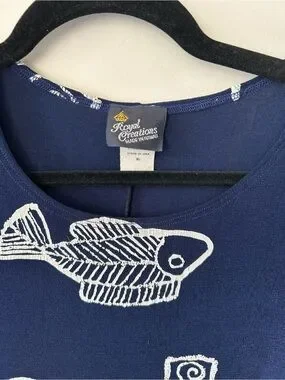 Dresses | Vintage Royal Creation Navy Fish Tropical Nautical Short ...